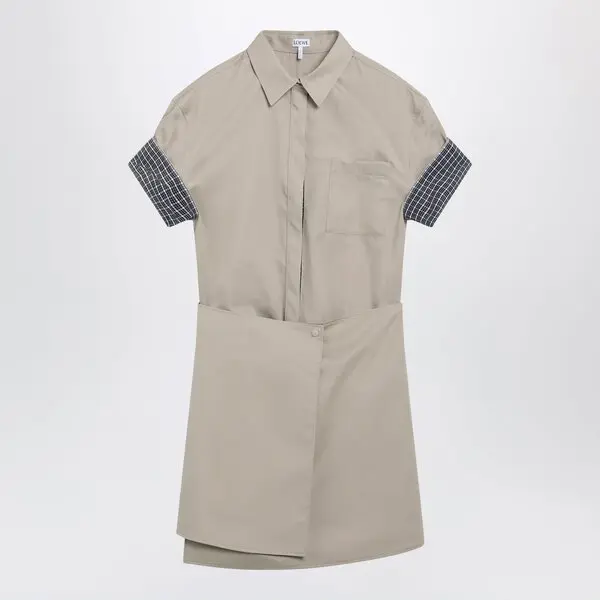 Loewe Short Cotton And Silk Gabardine Wrap Dress - Cream