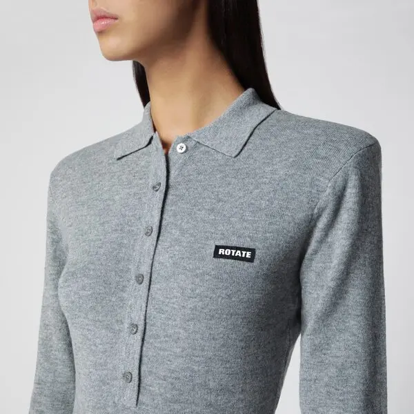 ROTATE BY BIRGER CHRISTENSEN Wool And Cashmere Long-sleeve Polo Shirt - Gray