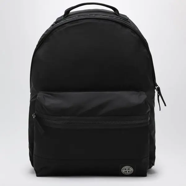 Stone Island Nylon Backpack With Logo Patch - Black