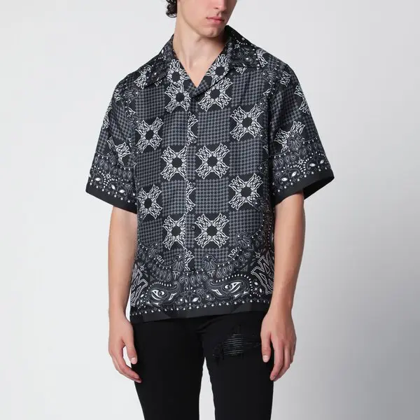 Amiri Ma Check Camp Checked Silk Camp Shirt - Black
