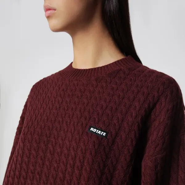 ROTATE BY BIRGER CHRISTENSEN Wool And Cashmere Cable Knit Sweater - Red