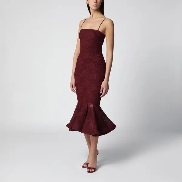 ROTATE BY BIRGER CHRISTENSEN Floral Mesh Ruffle Dress - Red