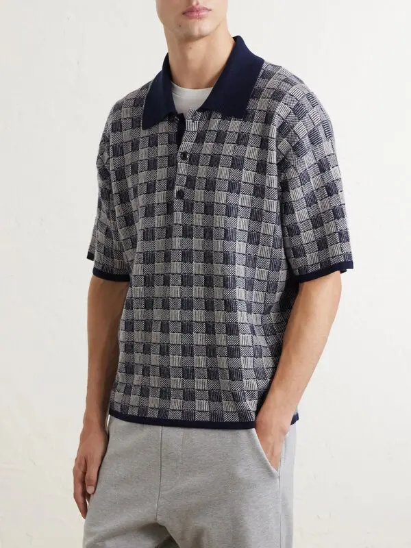 THE ELDER STATESMAN Checked Cashmere Polo Shirt