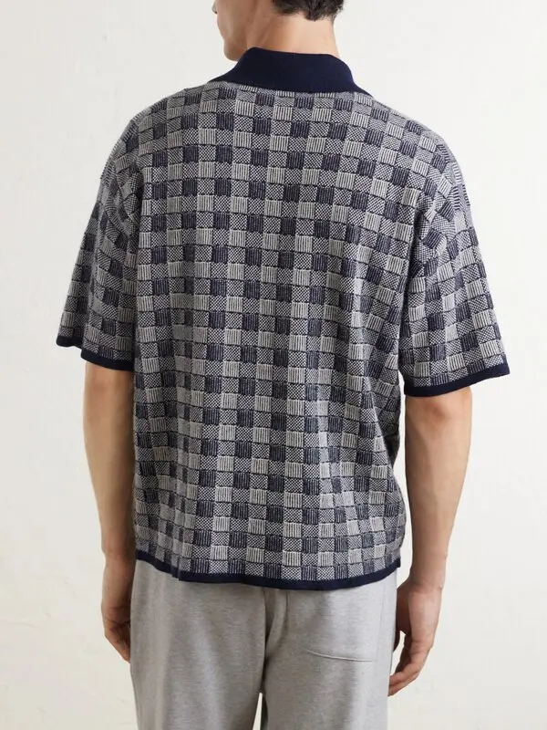THE ELDER STATESMAN Checked Cashmere Polo Shirt