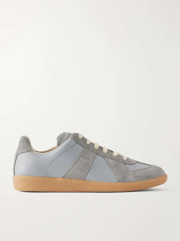 MAISON MARGIELA Replica Suede-trimmed Leather Sneakers