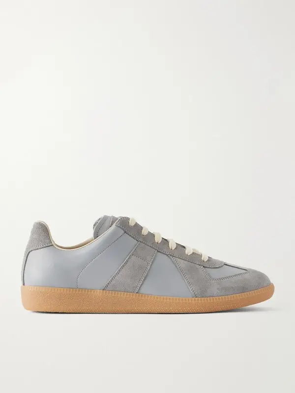 MAISON MARGIELA Replica Suede-trimmed Leather Sneakers - Gray