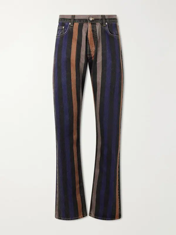 Versace Straight-leg Striped Jeans - Blue