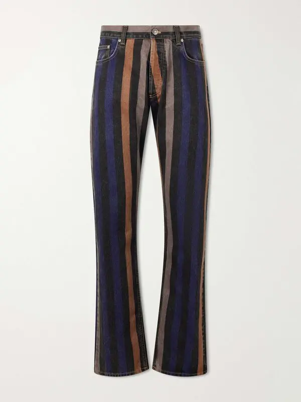 Versace Straight-leg Striped Jeans - Navy
