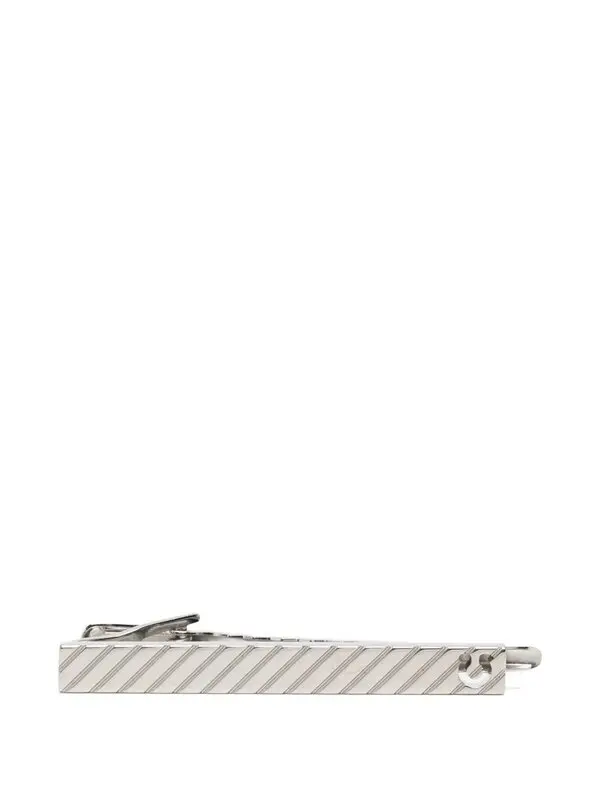 FERRAGAMO Guilloche Logo Engraved Tie Pin - Silver