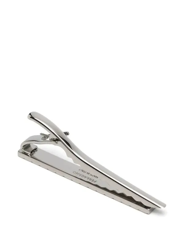 FERRAGAMO Guilloche Logo Engraved Tie Pin - Silver