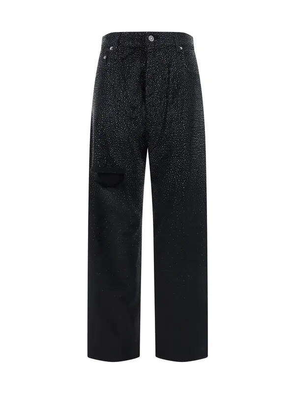 GOLDEN GOOSE Kim Pants With All-over Shiny Moniline Details And Cut-out Detail - Black
