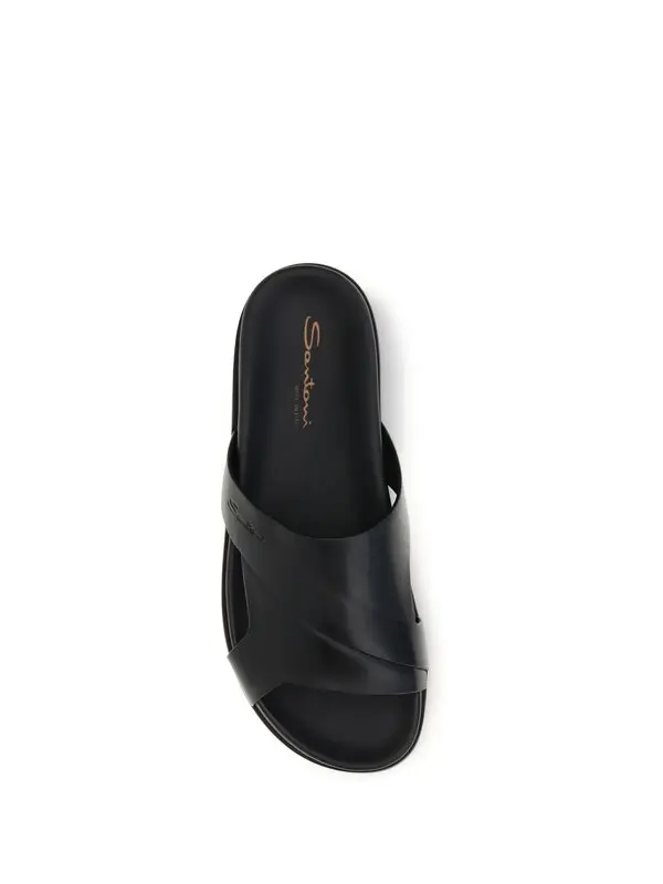 Santoni Leather Slippers
