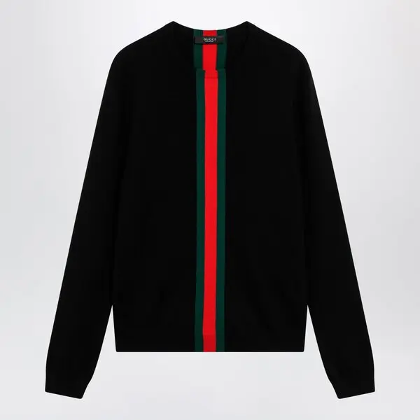 Gucci Cashmere Sweater With Web Motif - Black