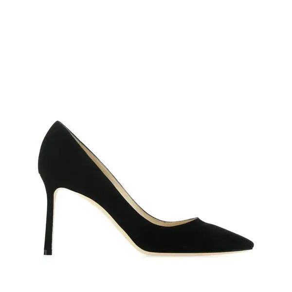 JIMMY CHOO Suede Pointed Toe High Heel Pumps - Black