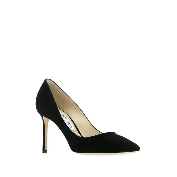JIMMY CHOO Suede Pointed Toe High Heel Pumps - Black