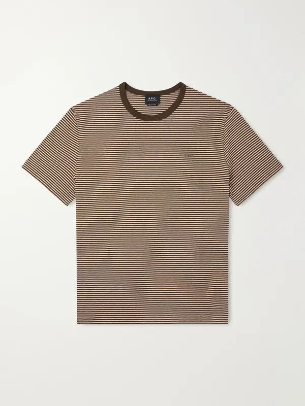 A.p.c. Josh Striped Cotton-jersey T-shirt - Brown