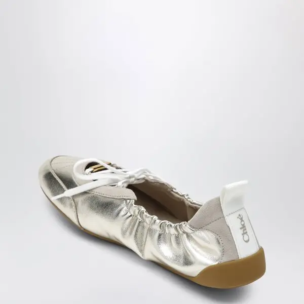 Chloé Metallic Nappa Leather Kick Ballet Sneakers - Silver