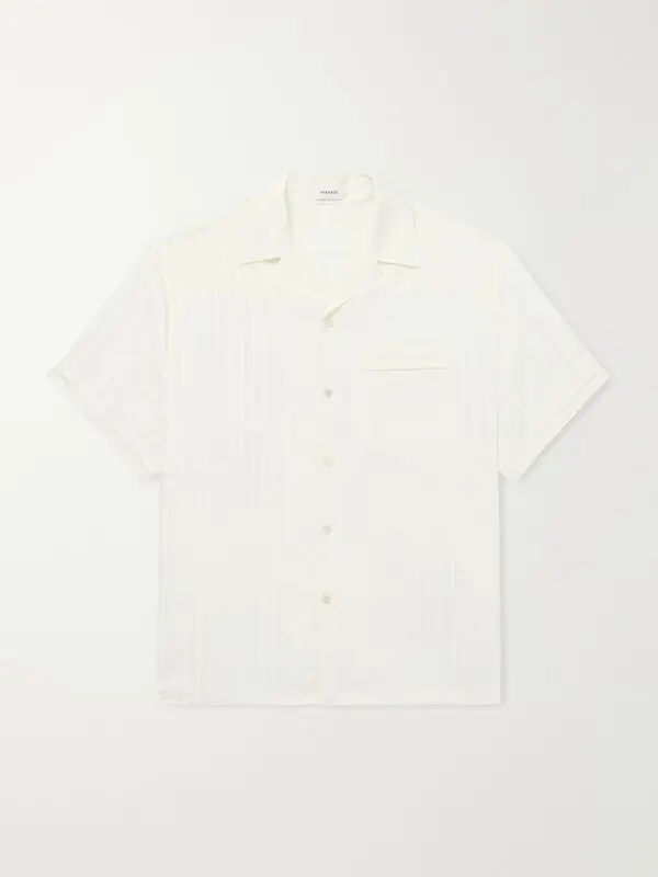 Versace Striped Cotton And Silk-blend Jacquard Shirt