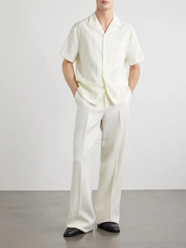 Versace Striped Cotton And Silk-blend Jacquard Shirt