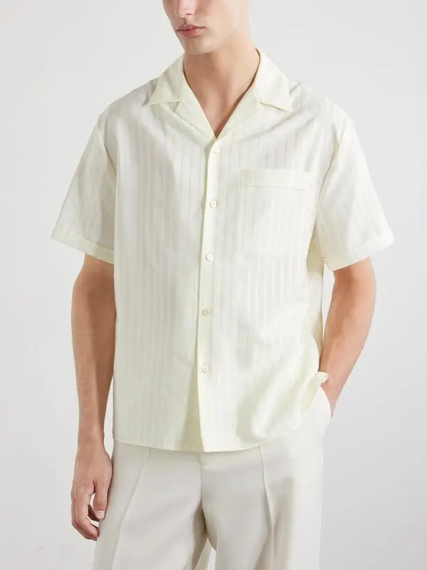 Versace Striped Cotton And Silk-blend Jacquard Shirt