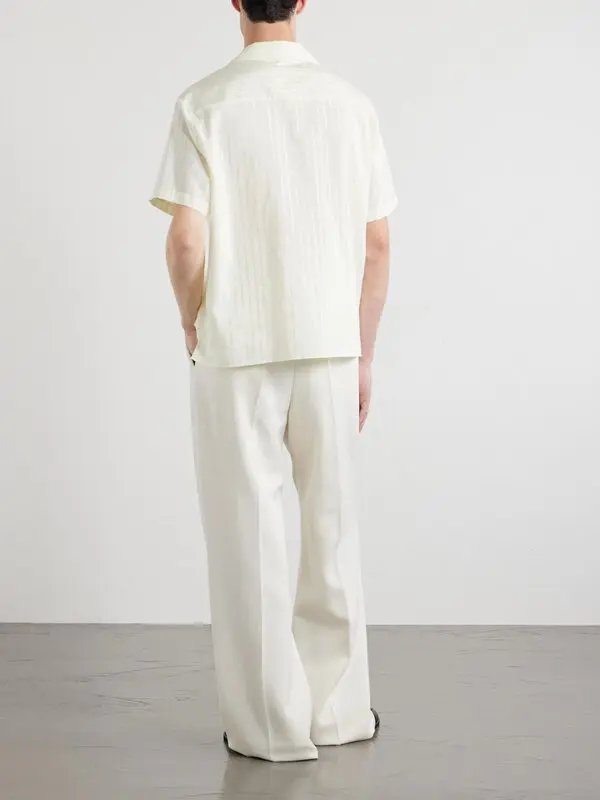 Versace Striped Cotton And Silk-blend Jacquard Shirt