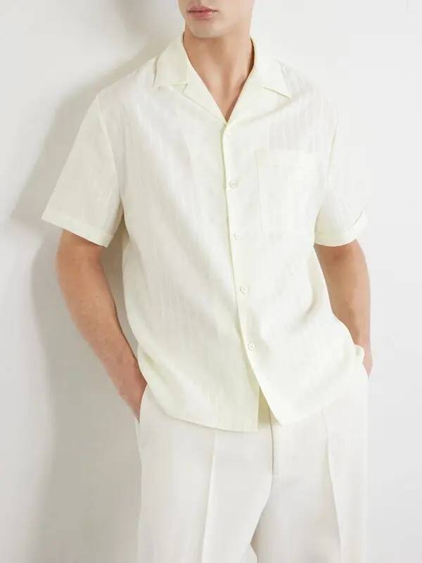 Versace Striped Cotton And Silk-blend Jacquard Shirt