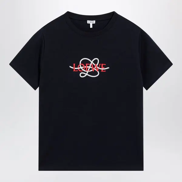 Loewe Cotton T-shirt With Logo Embroidery - Blue