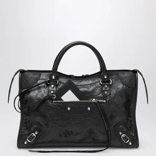 Balenciaga Le City Medium Bag In Arena Lambskin Leather - Black