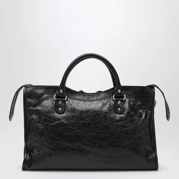 Balenciaga Le City Medium Bag In Arena Lambskin Leather - Black
