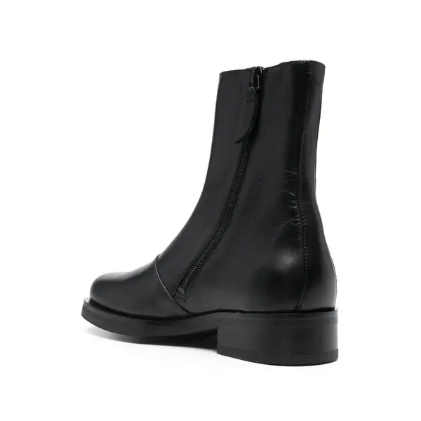 Our Legacy Calf Leather Square Toe Zip Up Boots - Black