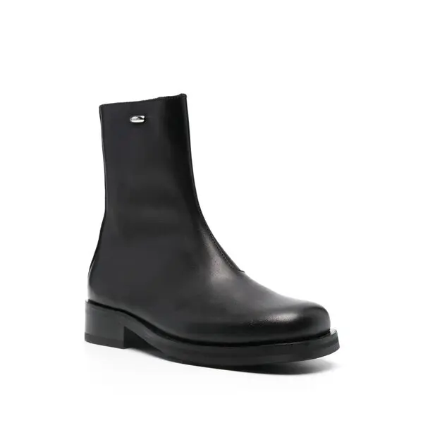 Our Legacy Calf Leather Square Toe Zip Up Boots - Black