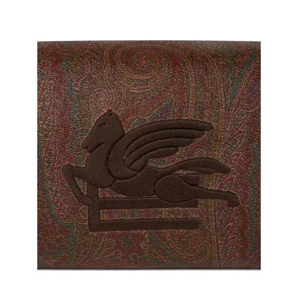 Etro Paisley Jacquard Pouch With Pegaso Logo Embroidery - Brown