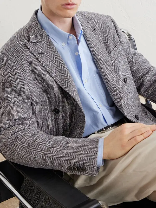Canali Kei Herringbone Wool And Cashmere-blend Suit Jacket