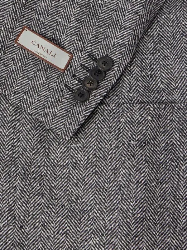 Canali Kei Herringbone Wool And Cashmere-blend Suit Jacket