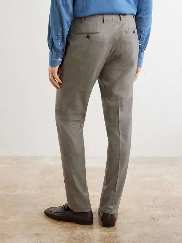 Canali Slim-fit Wool-flannel Suit Trousers