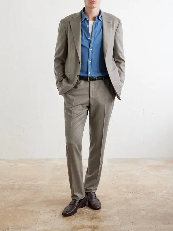 Canali Slim-fit Wool Flannel Trousers