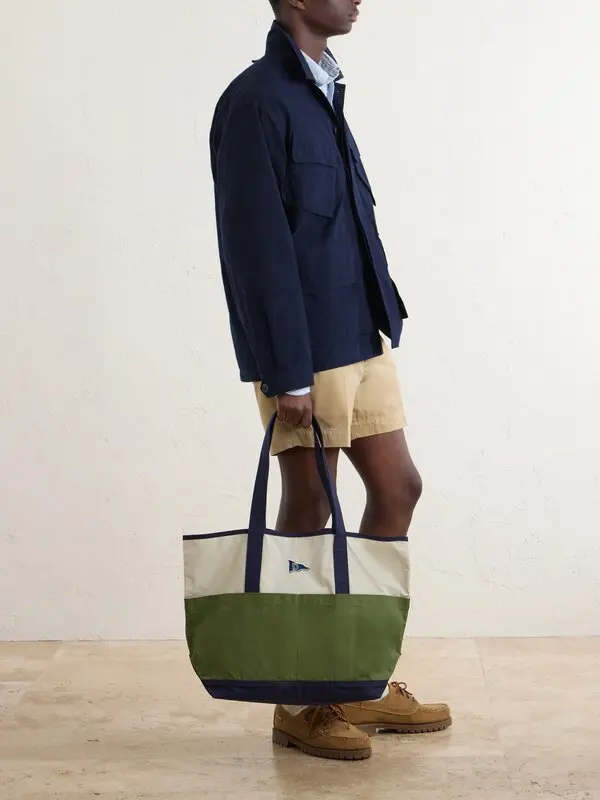 DRAKE'S Color-blocked Canvas Tote Bag