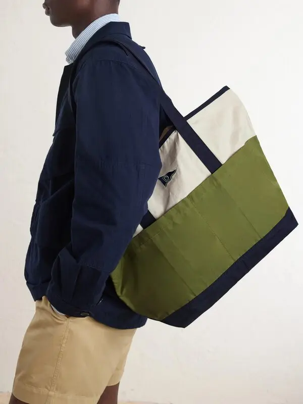 DRAKE'S Color-blocked Canvas Tote Bag