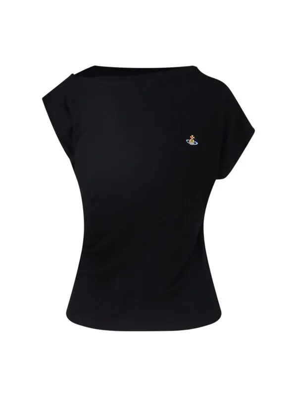 VIVIENNE WESTWOOD Hebo" Multicolor Cherub Print Cotton Top - Black