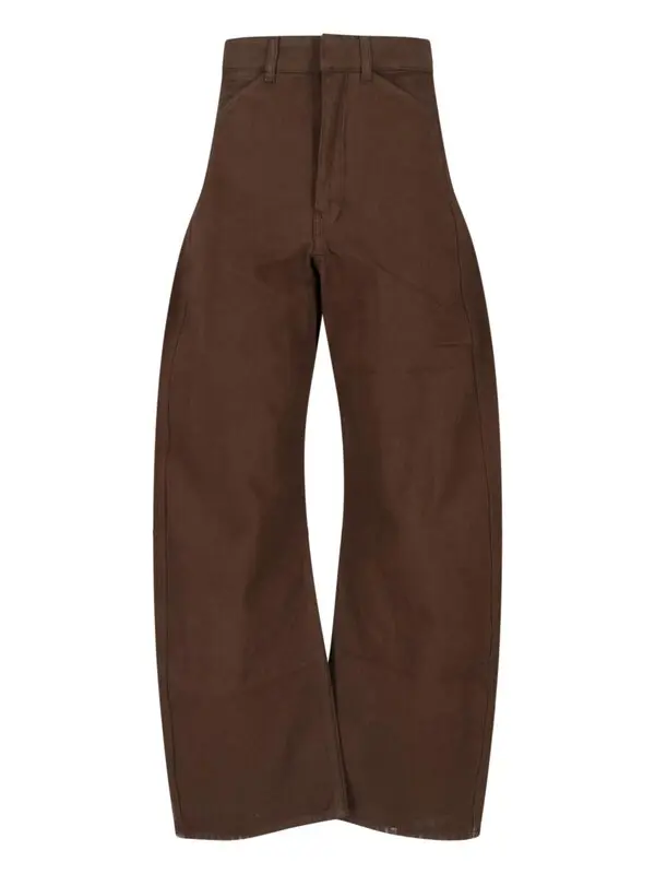 LEMAIRE Cotton Wide Rounded Leg Pants - Brown