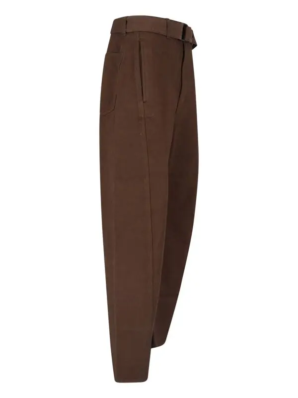 LEMAIRE Belted Wide Leg Trousers - Brown