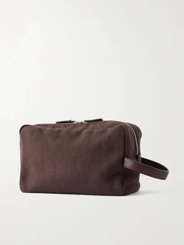 THE ROW Astra Leather-trimmed Canvas Wash Bag