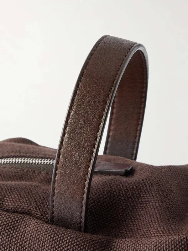 THE ROW Astra Leather-trimmed Canvas Wash Bag