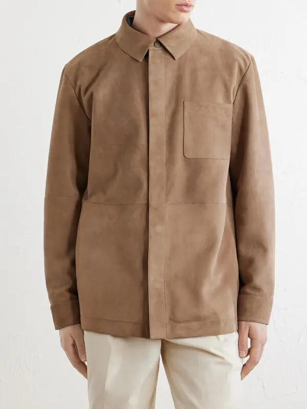 Canali Paneled Suede Overshirt