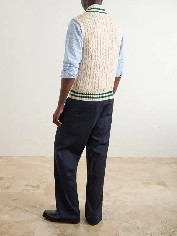 DRAKE'S Cricket Cable-knit Cotton And Cashmere-blend Vest