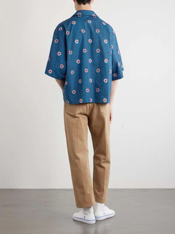 Celine Camp-collar Printed Cotton-taffeta Shirt