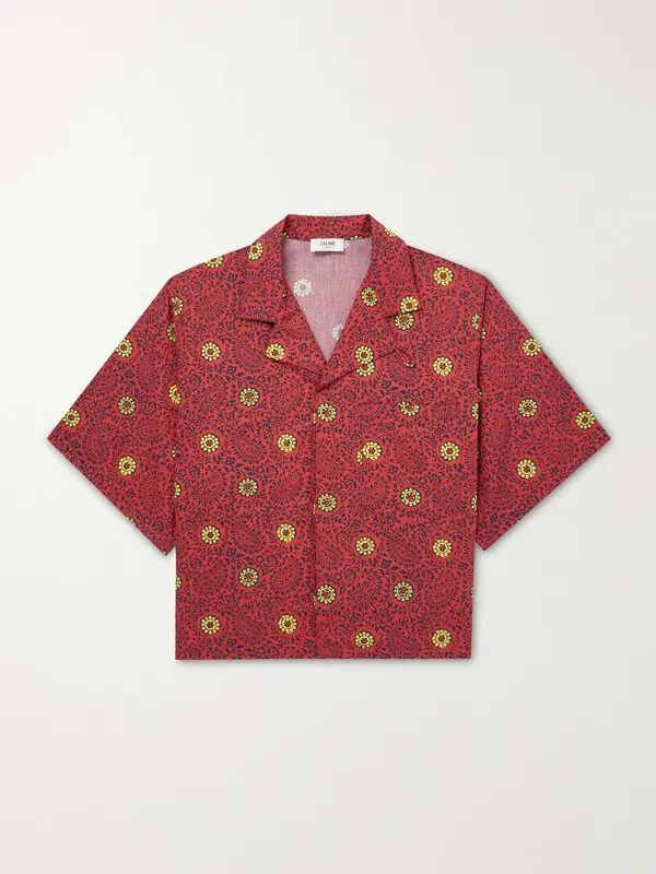 Celine Camp-collar Printed Cotton-taffeta Shirt - Red