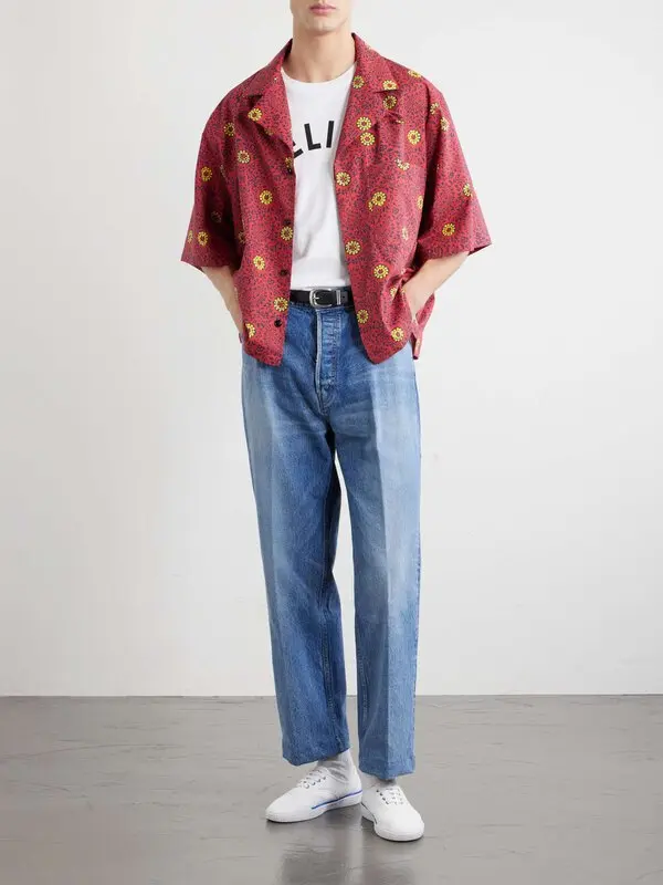 Celine Camp-collar Printed Cotton-taffeta Shirt