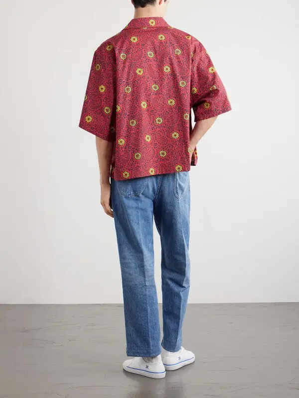 Celine Camp-collar Printed Cotton-taffeta Shirt