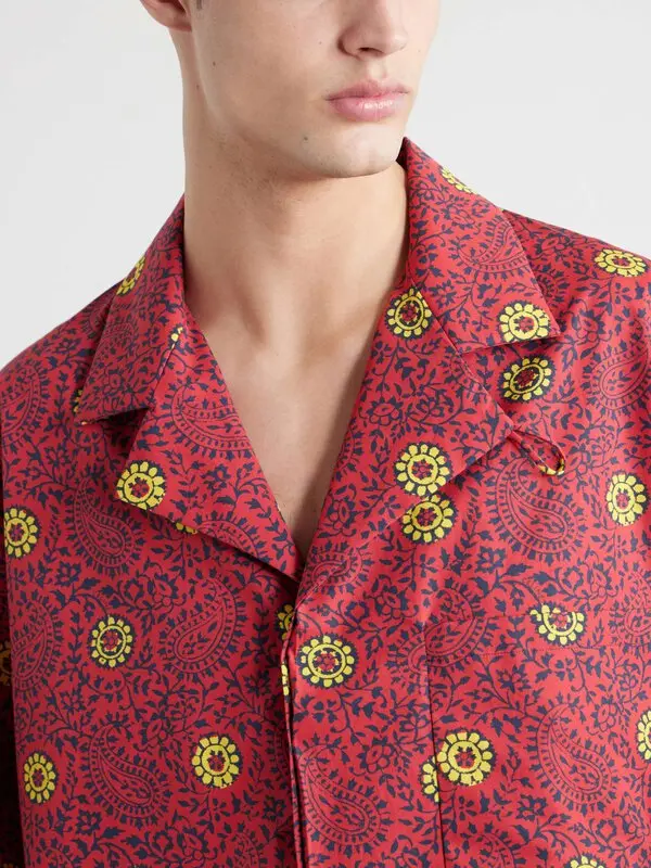 Celine Camp-collar Printed Cotton-taffeta Shirt